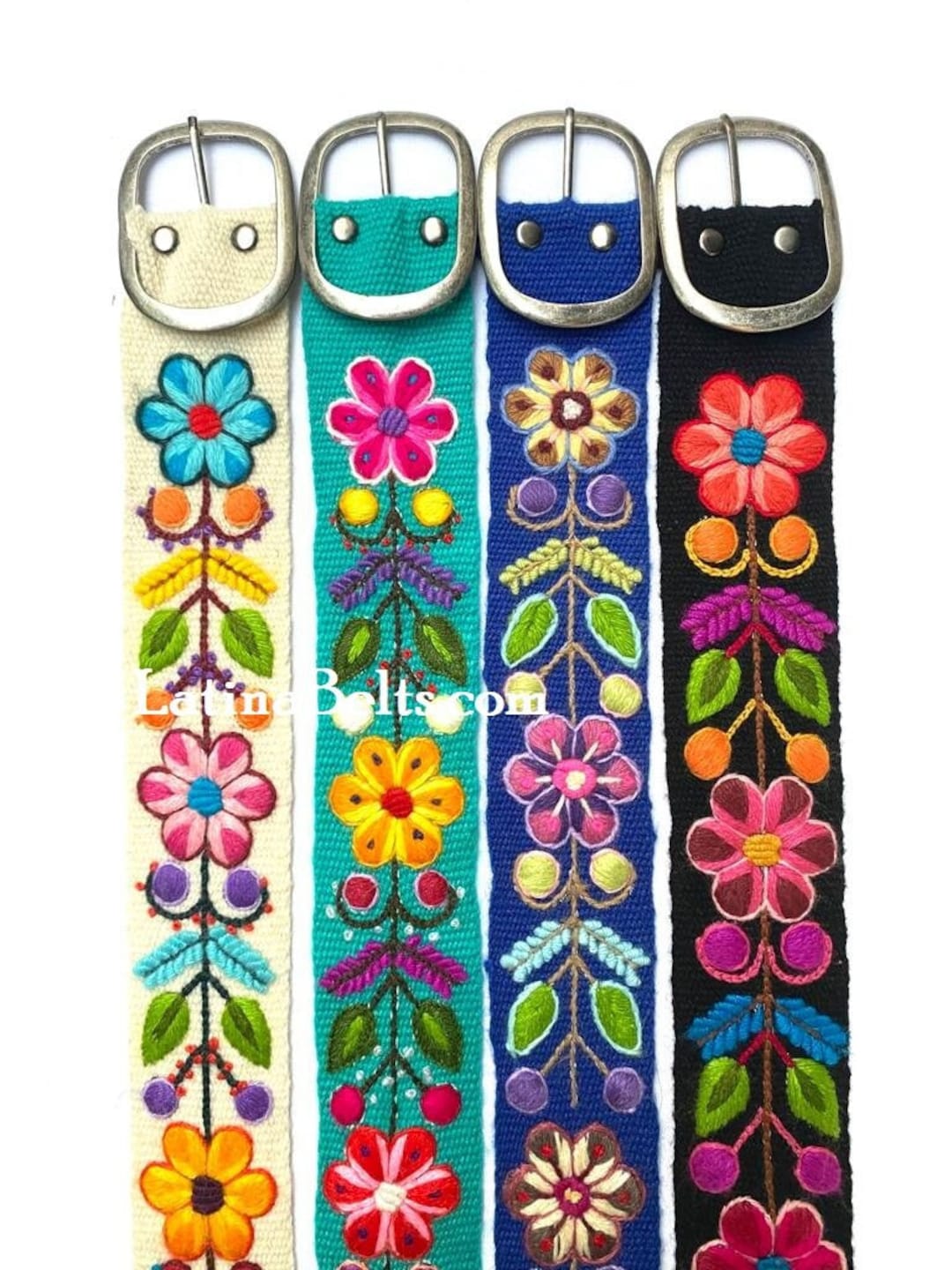 Hand Embroidered Belts Floral Colorful Peruvian Embroidered Belts ...
