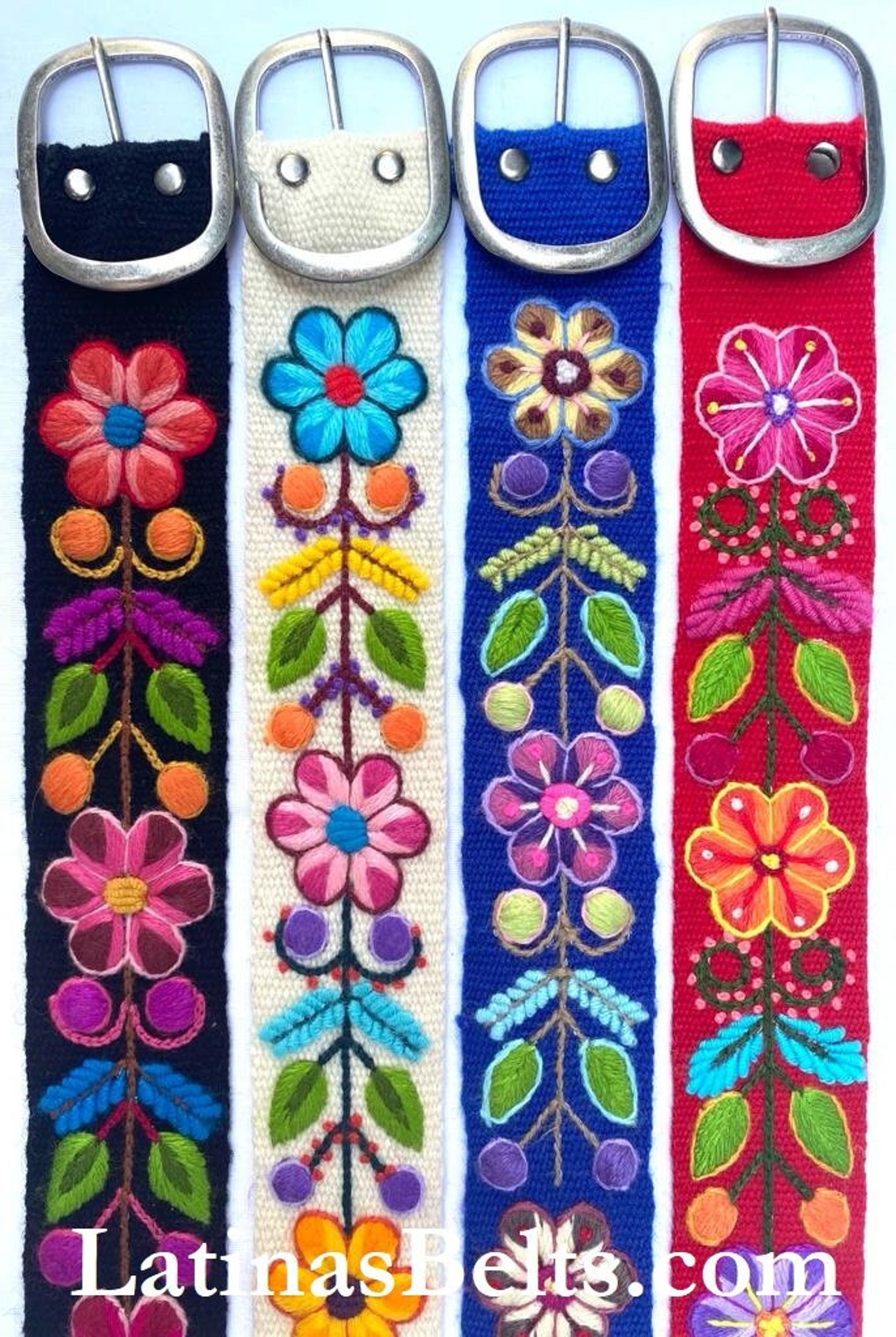 Hand Embroidered Belts Floral Colorful Peruvian Embroidered Belts ...
