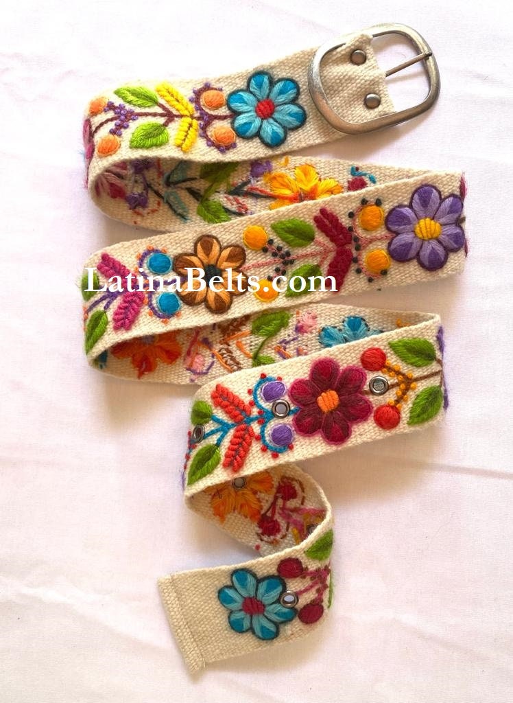 Hand Embroidered Belts Floral Colorful Peruvian Embroidered Belts ...