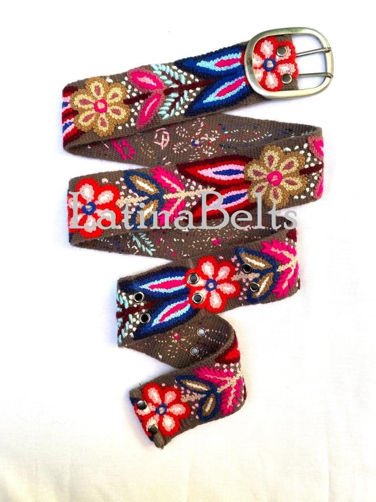 Hand Embroidered Belt Floral Wool Embroidered Belts Floral Ethnic Belt ...