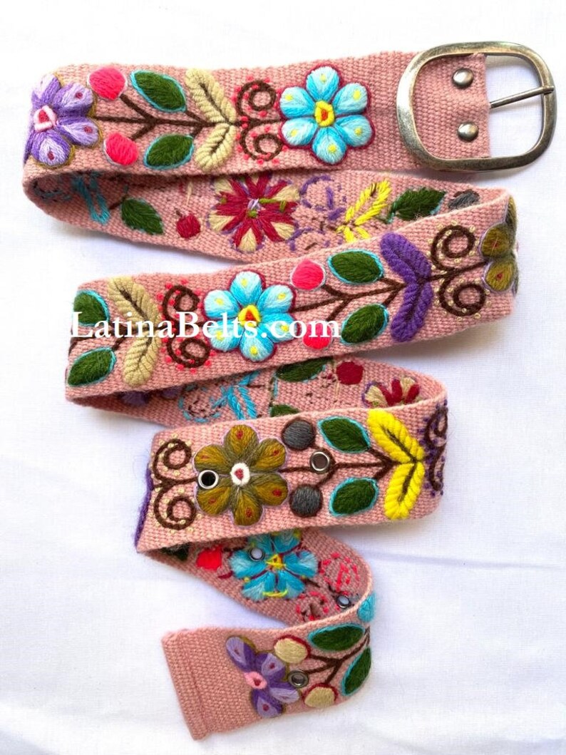 Hand Embroidered Belts Floral Colorful Peruvian Embroidered Belts ...
