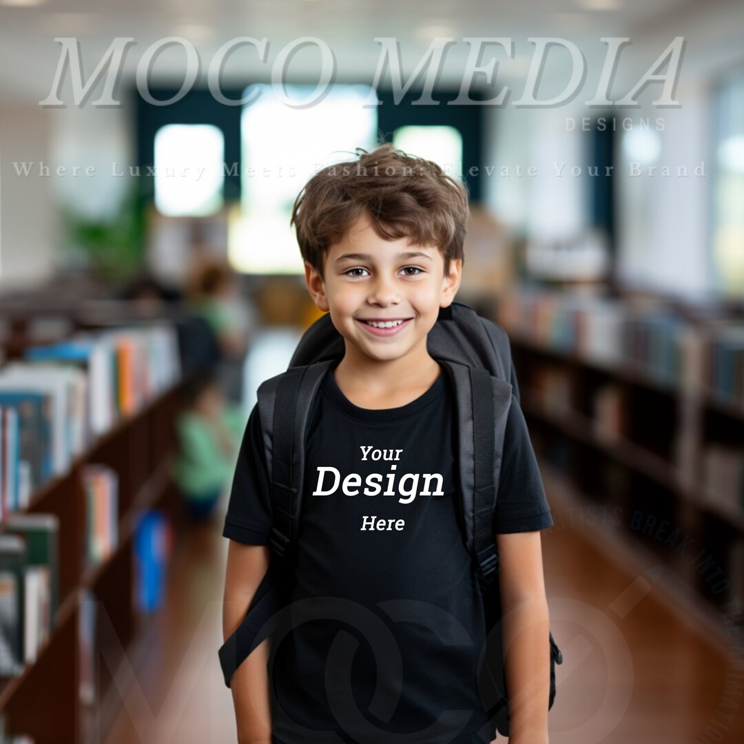 Back to School Mockup, Black Tshirt Mockup, Youth Shirt Mockup, Kids ...