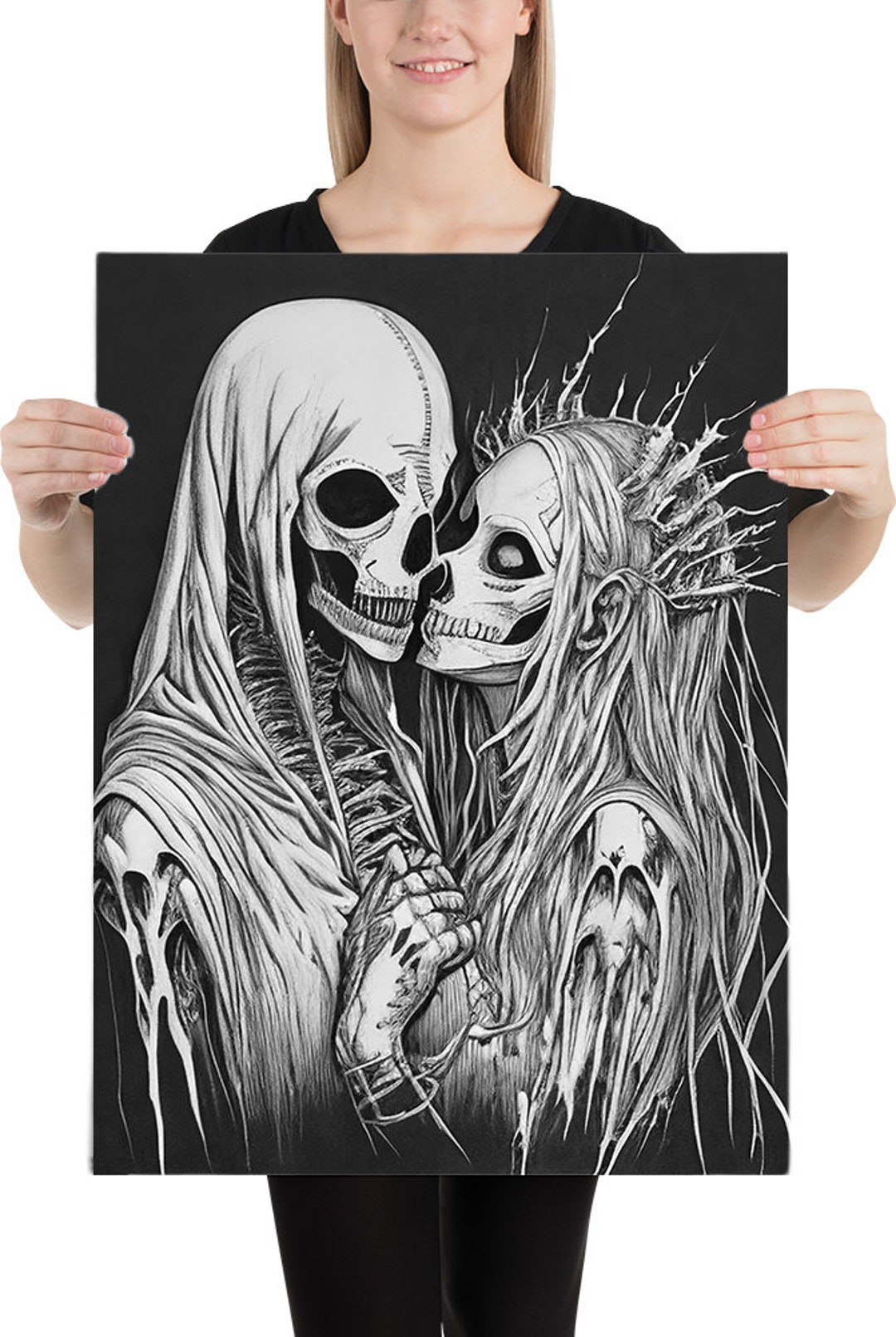 Matte POSTER Skull Couple Summon the Macabre With Horror Decor Creepy ...