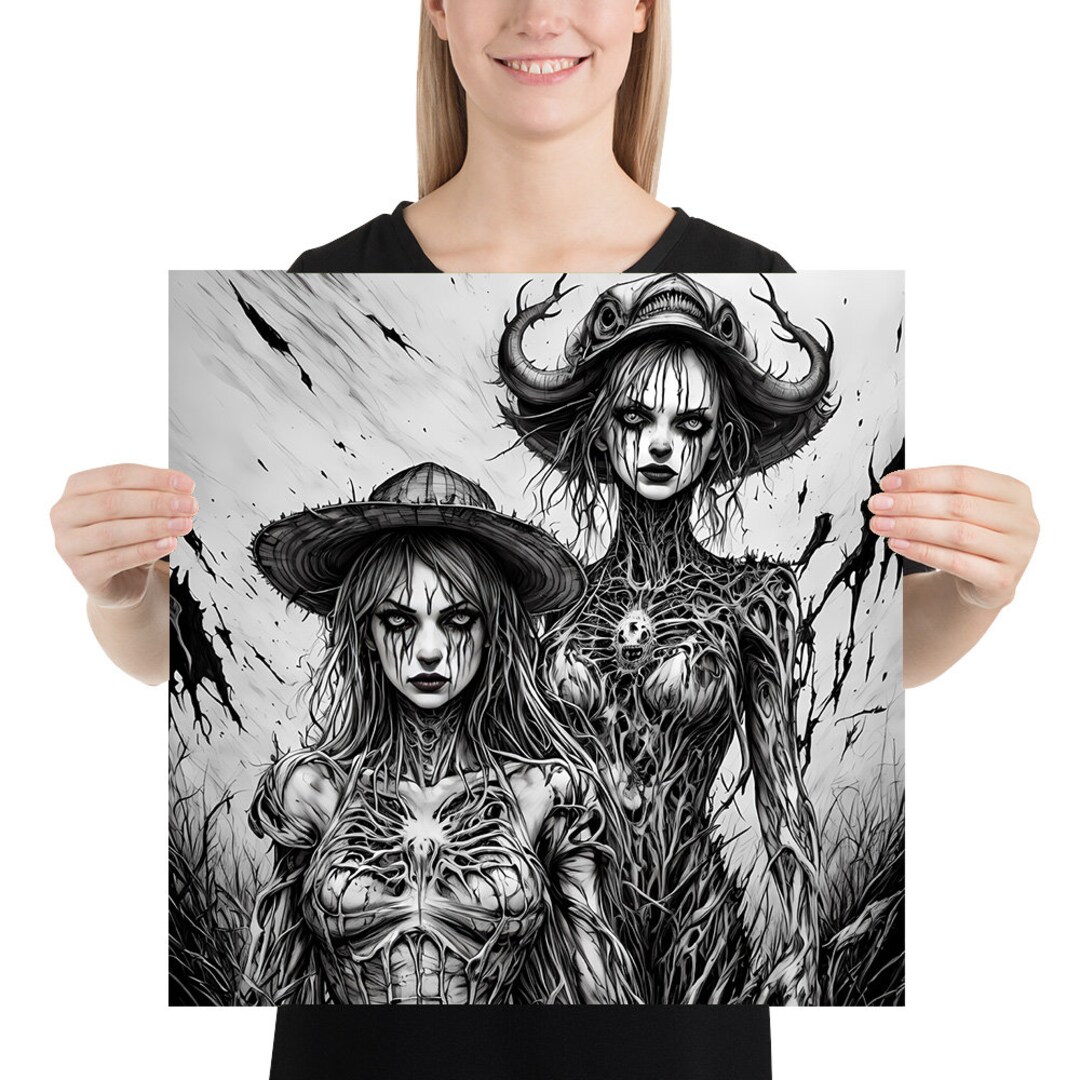 Matte POSTER Summon the Macabre With Vintage Horror Decor Creepy Women ...
