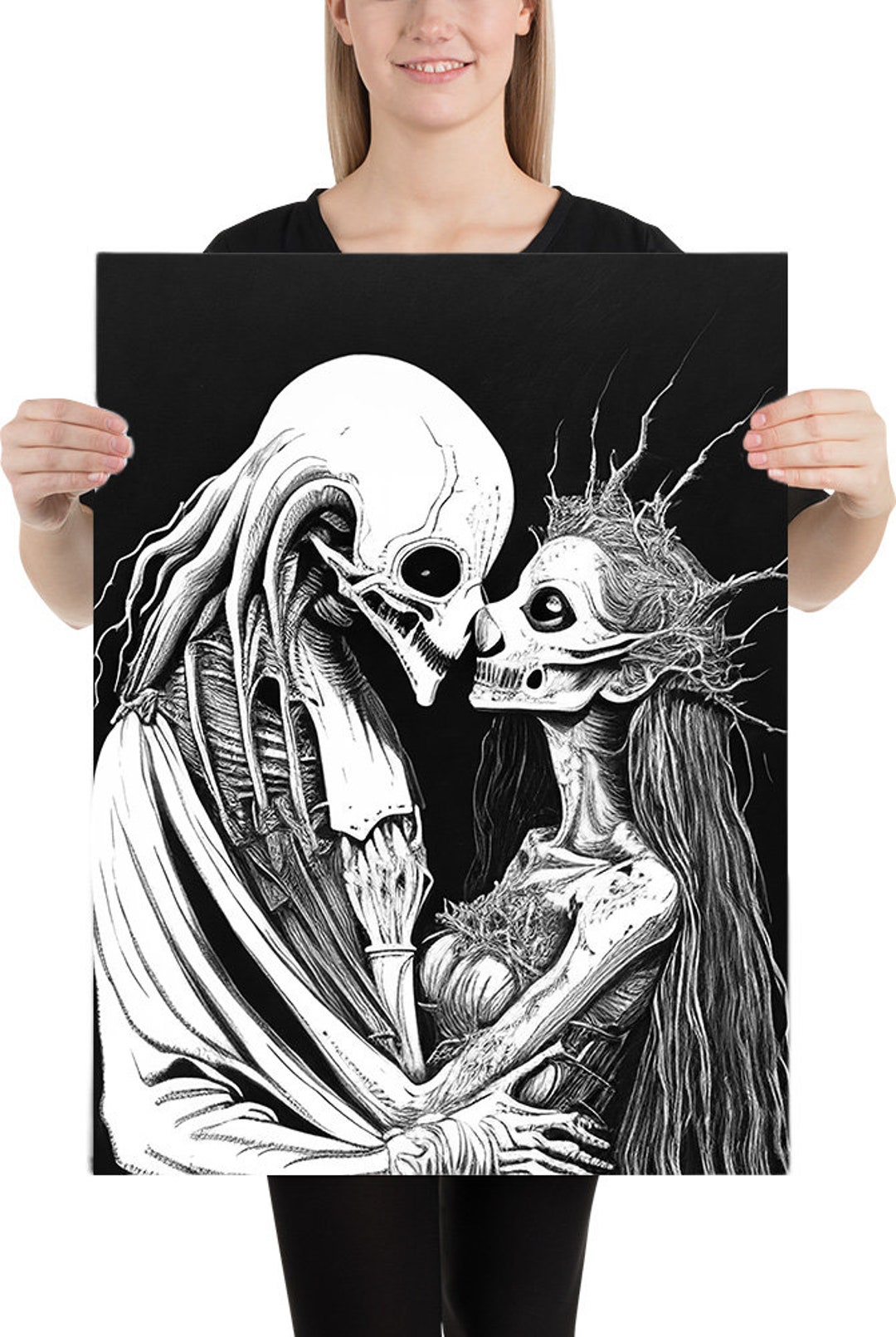 Matte POSTER Skull Couple Summon the Macabre With Horror Decor Creepy ...