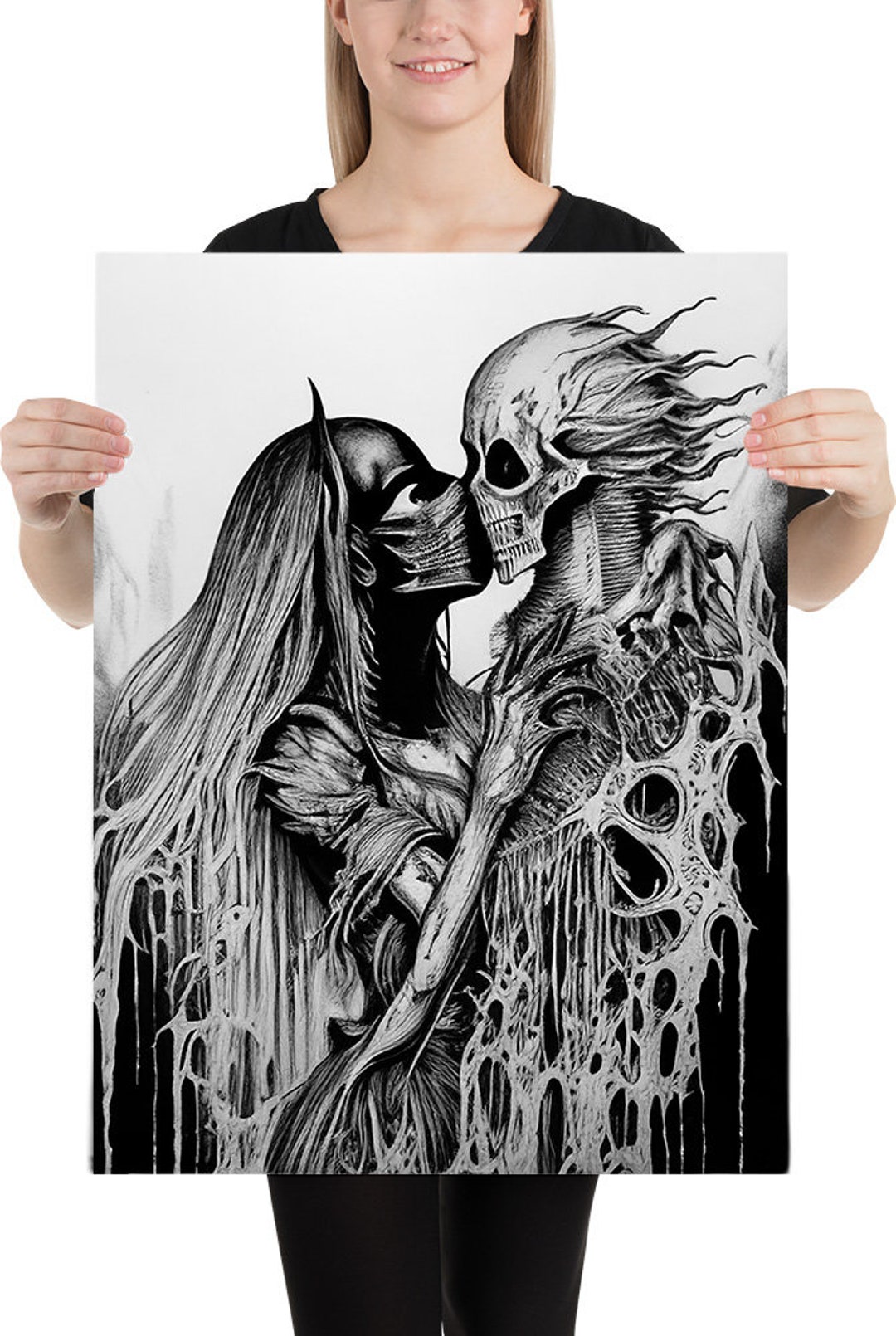 Matte POSTER Skull Couple Summon the Macabre With Horror Decor Creepy ...