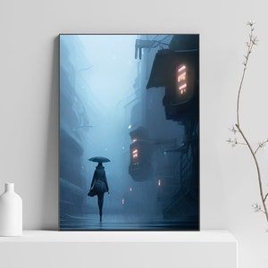Blade Runner Dystopian Cyberpunk Woman Walking Under Snow Concept Movie ...