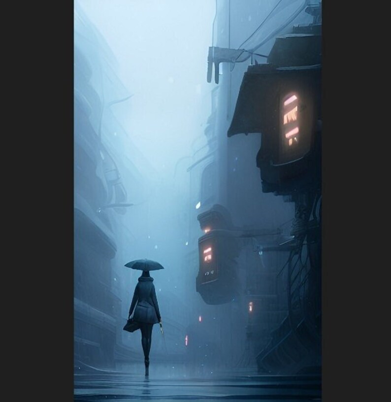 Blade Runner Dystopian Cyberpunk Woman Walking Under Snow Concept Movie ...