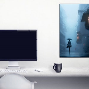 Blade Runner Dystopian Cyberpunk Woman Walking Under Snow Concept Movie ...