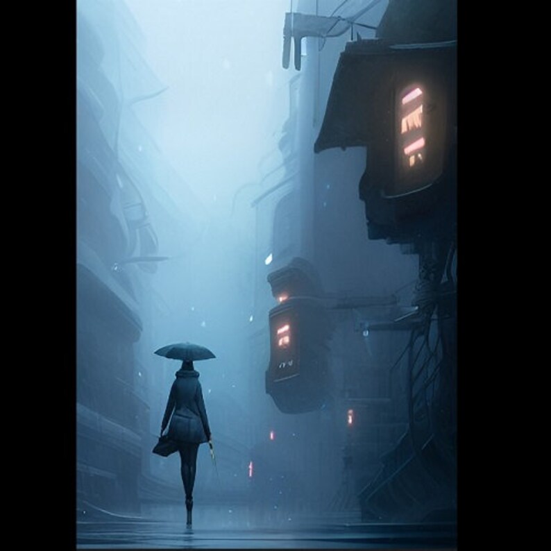 Blade Runner Dystopian Cyberpunk Woman Walking Under Snow Concept Movie ...