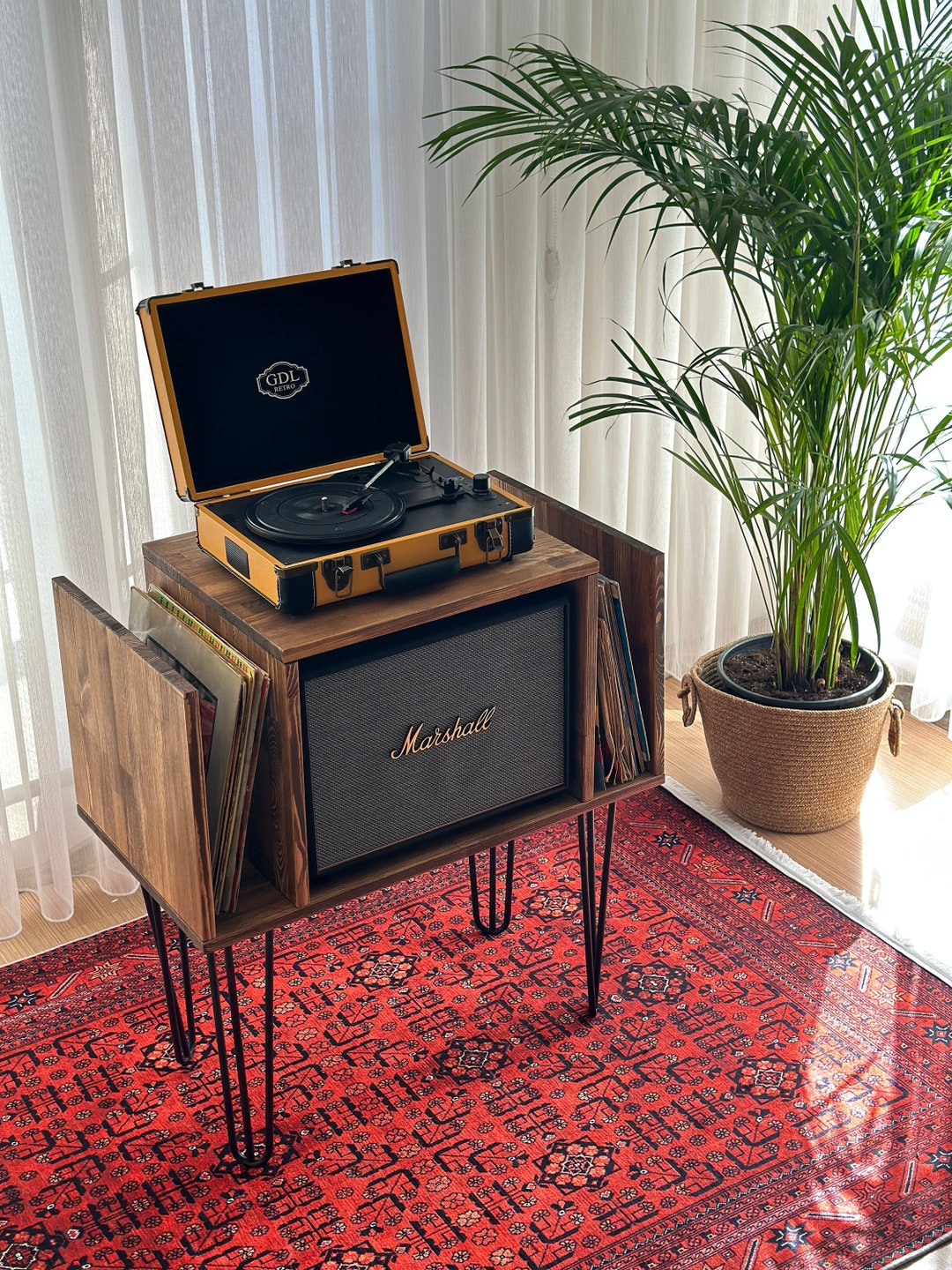 Large Record Player Stand Plattenspieler Mobel Turntable - Etsy