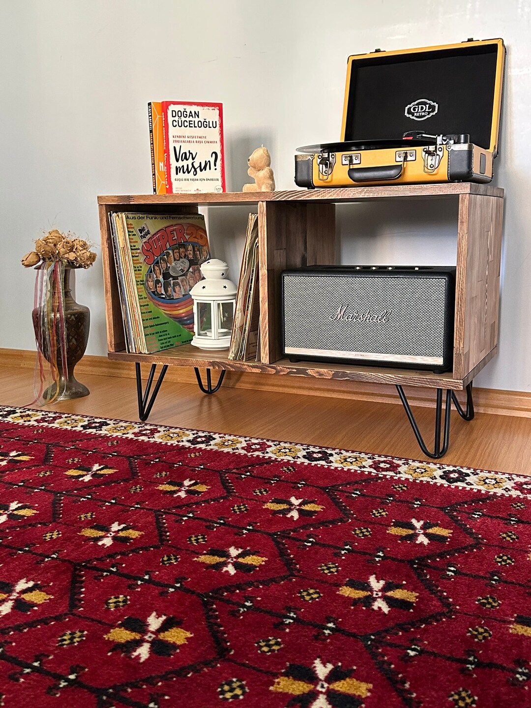 Unique Birch Wood Record Player Stand, Retro Home Decoration,vinyl ...