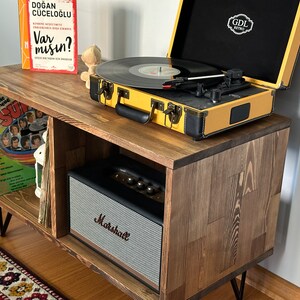 Unique Birch Wood Record Player Stand, Retro Home Decoration,vinyl ...
