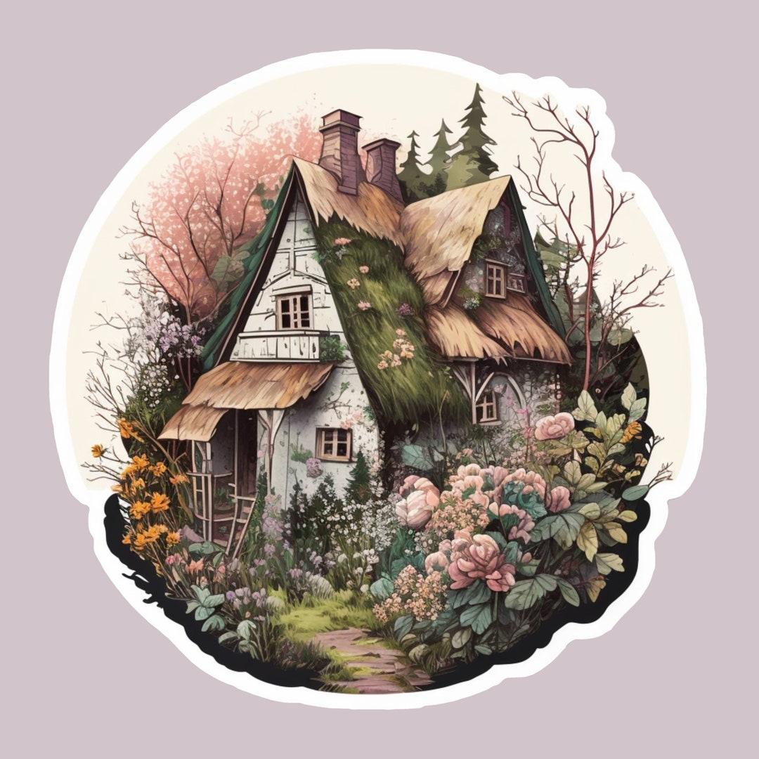 Cottagecore Vinyl Die Cut Sticker Retro Cottage Witchy Decor Vintage ...