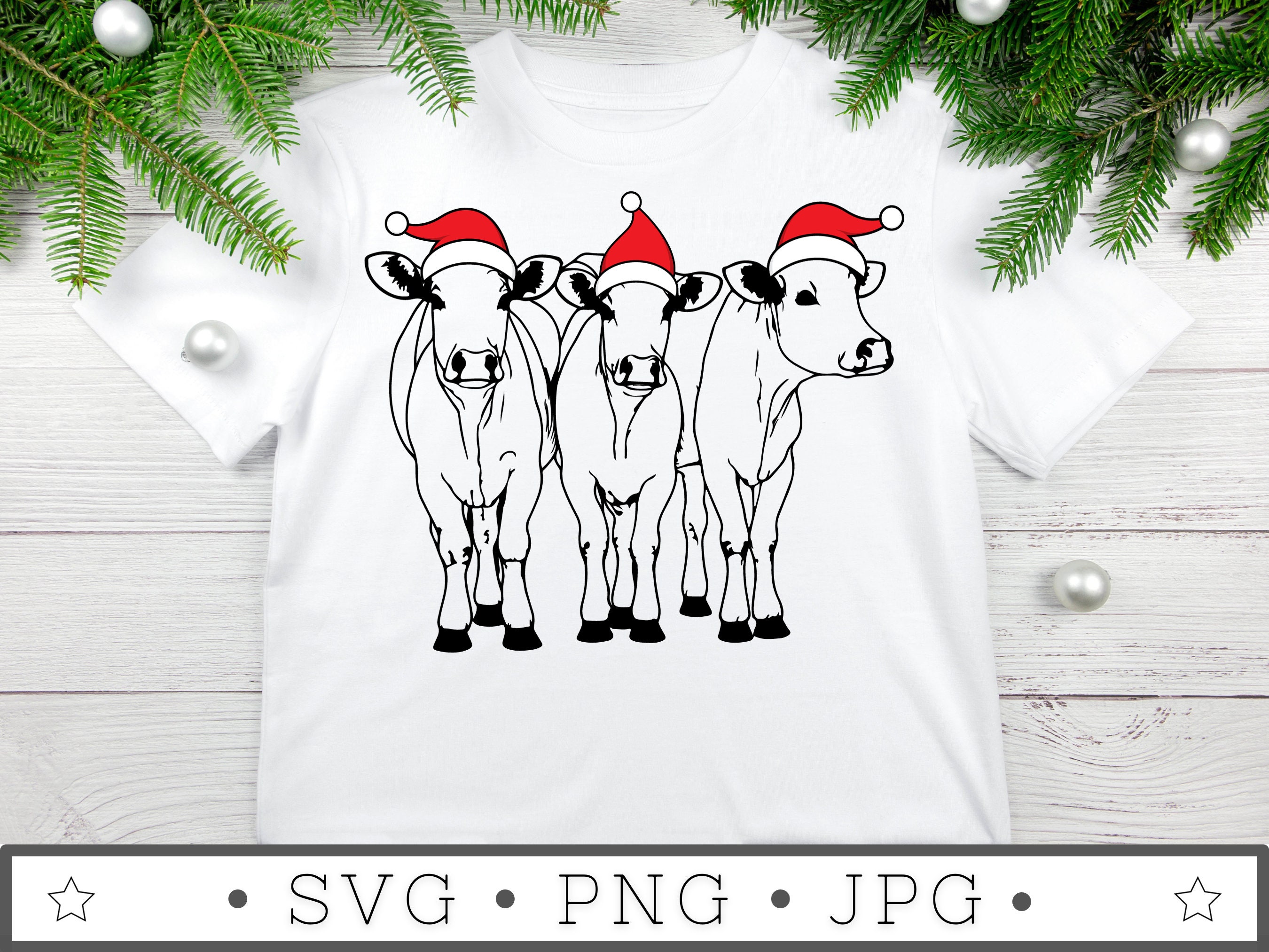 Christmas Cow SVG INSTANT DOWNLOAD Christmas Svg File Silhouette Cut ...