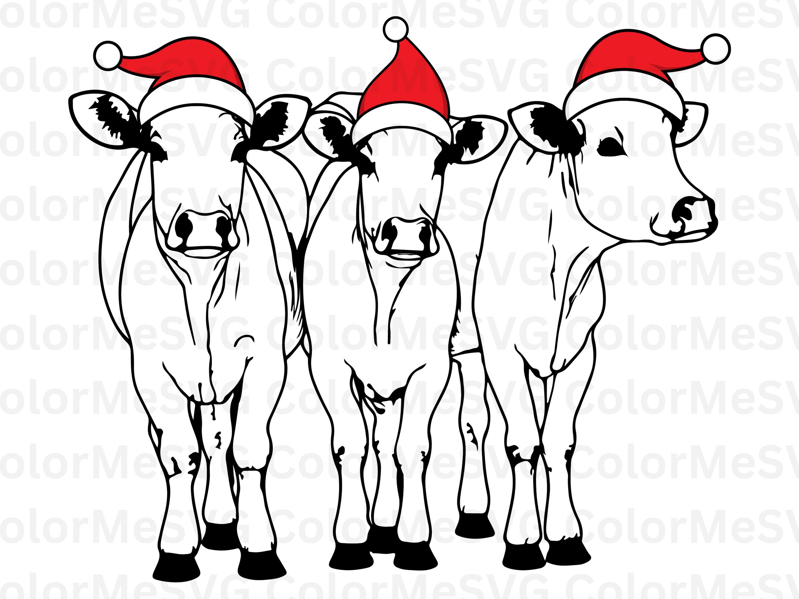 Christmas Cow SVG INSTANT DOWNLOAD Christmas Svg File Silhouette Cut ...