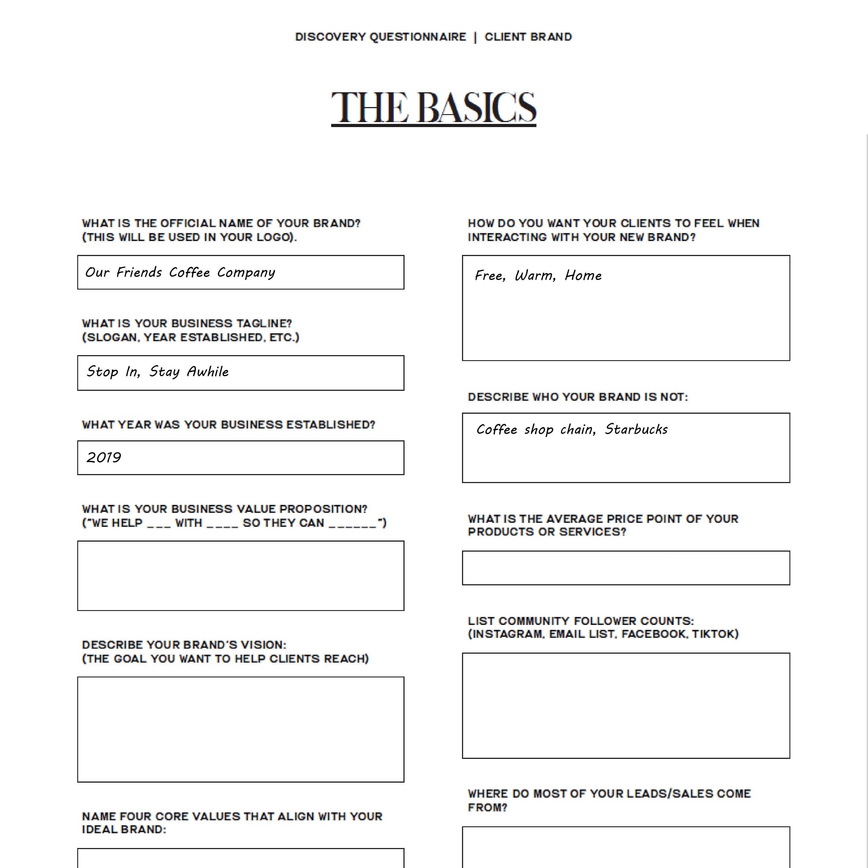 Editable Client Questionnaire Form, Client Questionnaire Template ...