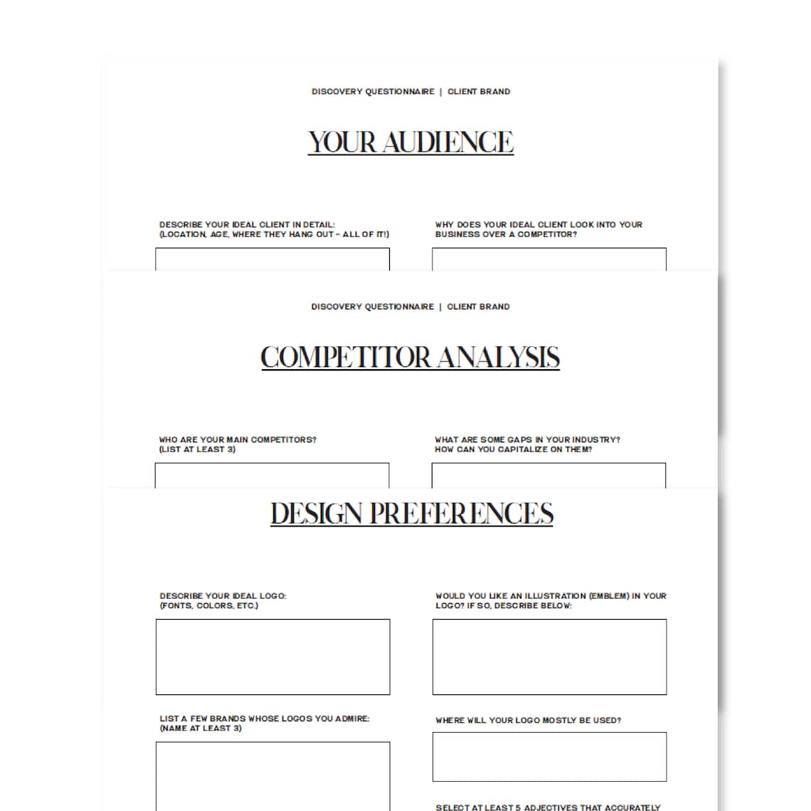 Design Client Questionnaire, Client Onboarding Form, Client ...