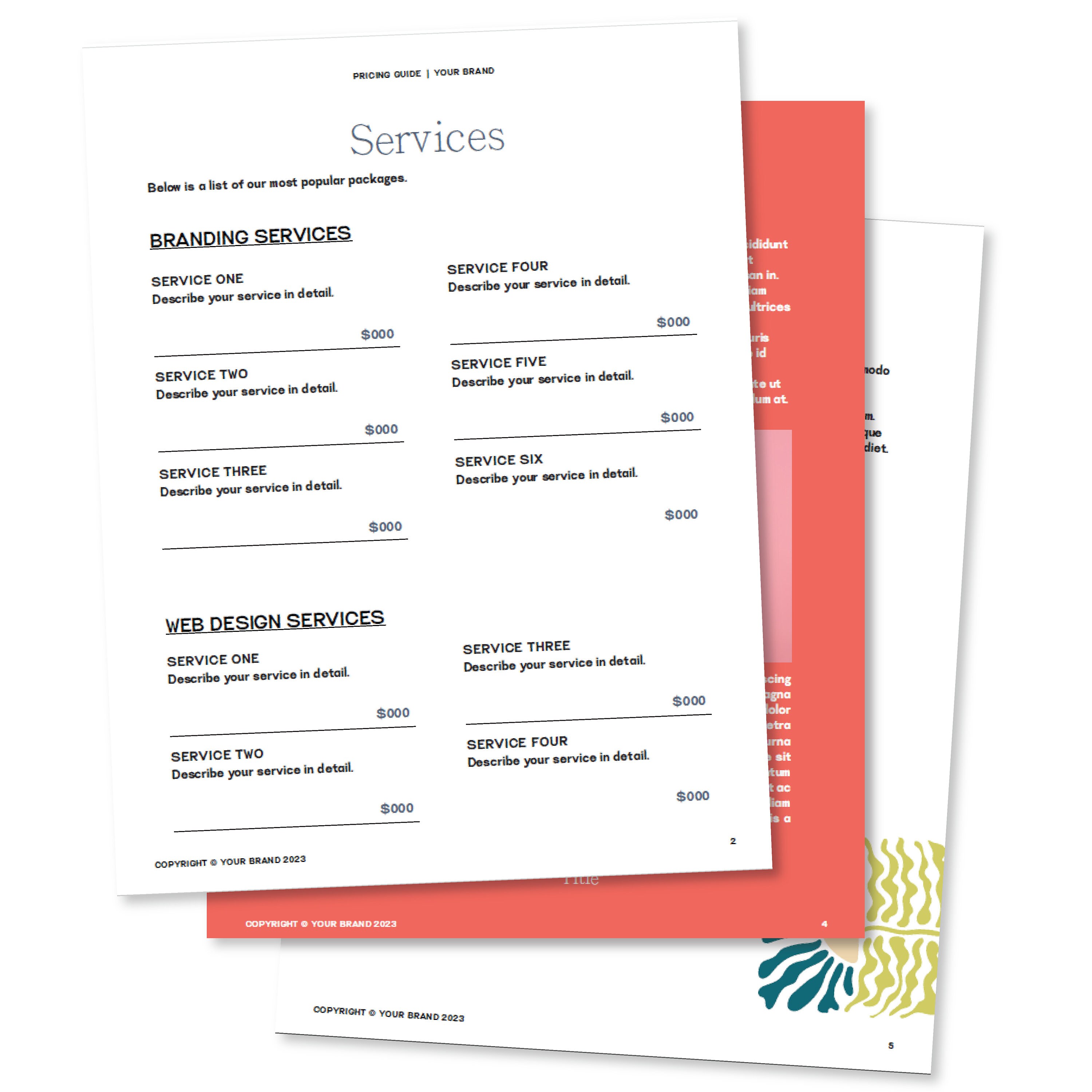 Graphic Designer Pricing Guide, Fillable Pricing Guide Template ...