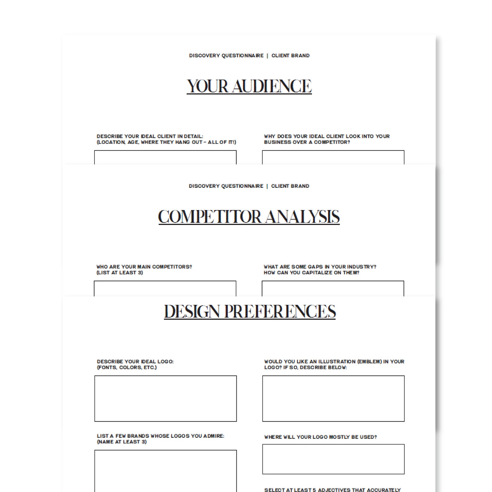Client Questionnaire Template, Design Client Questionnaire, Client ...