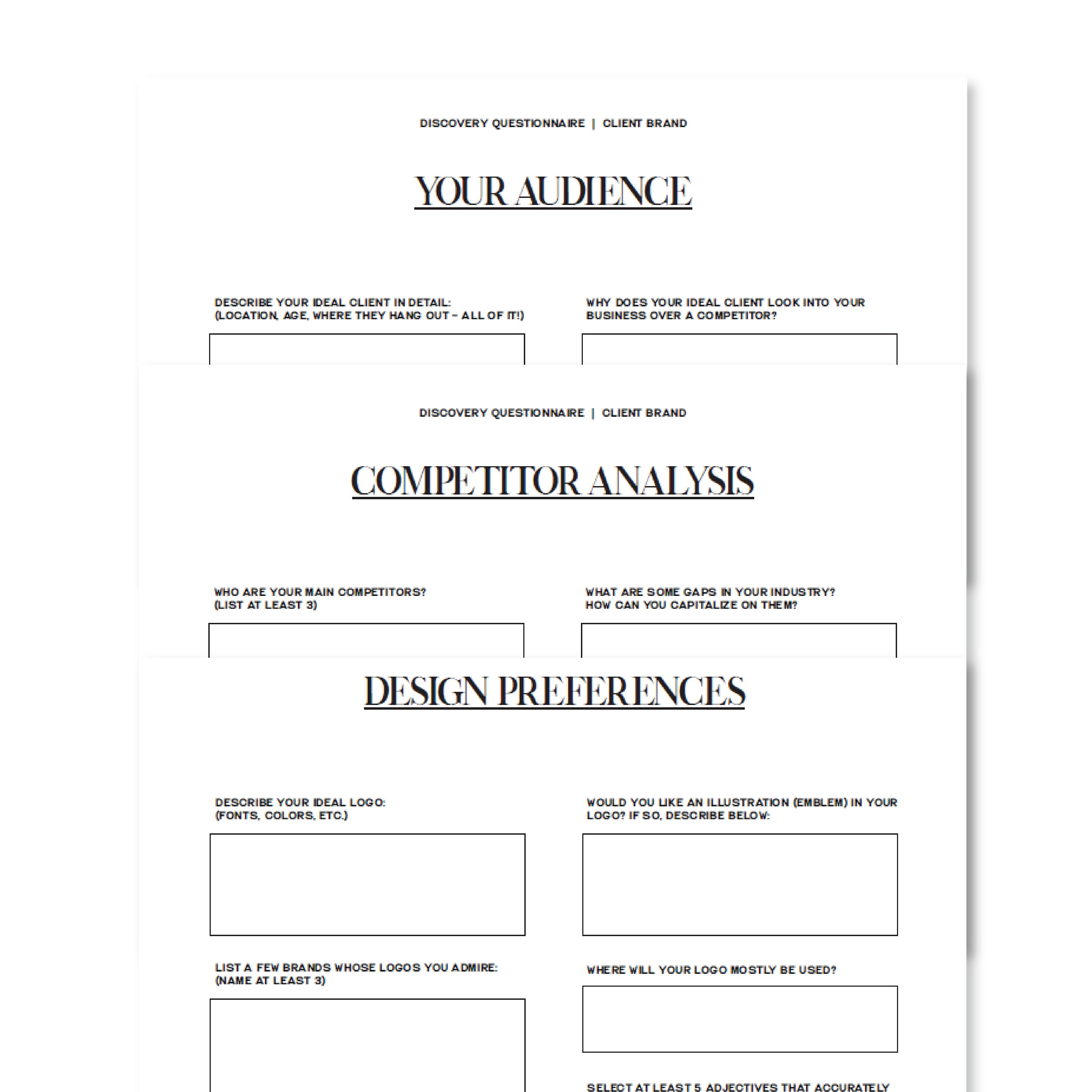 Editable Client Questionnaire Form, Client Questionnaire Template ...