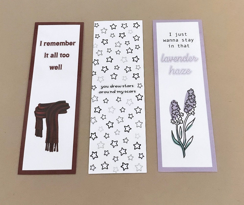 Taylor Swift Laminated Lyric Bookmarks - Etsy