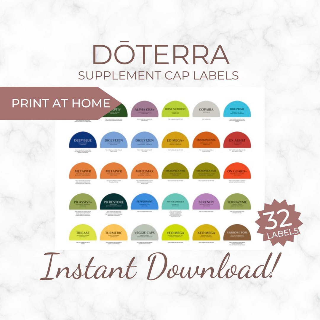 Printable Dōterra Supplement Labels, Bottle Lid Stickers, Essential Oil ...