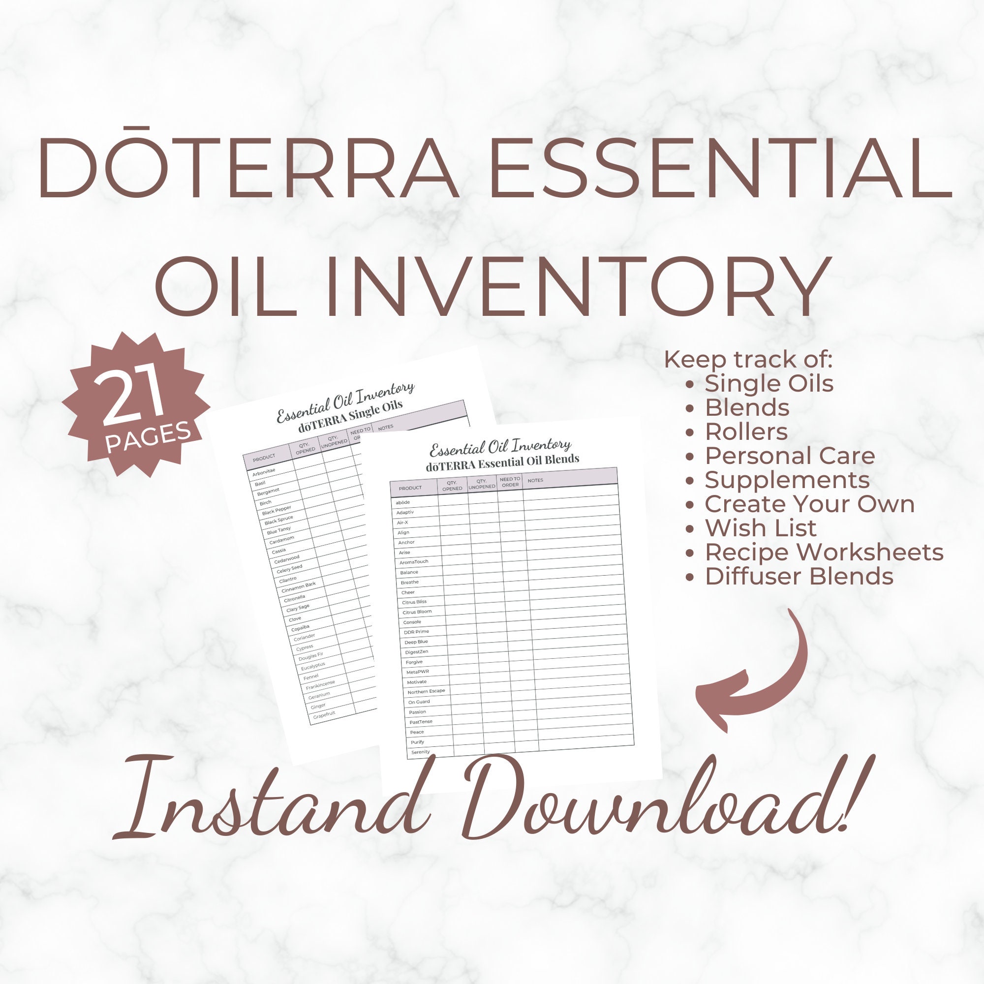 Dōterra Essential Oil Inventory Checklist, Printable Sheet, Digital ...