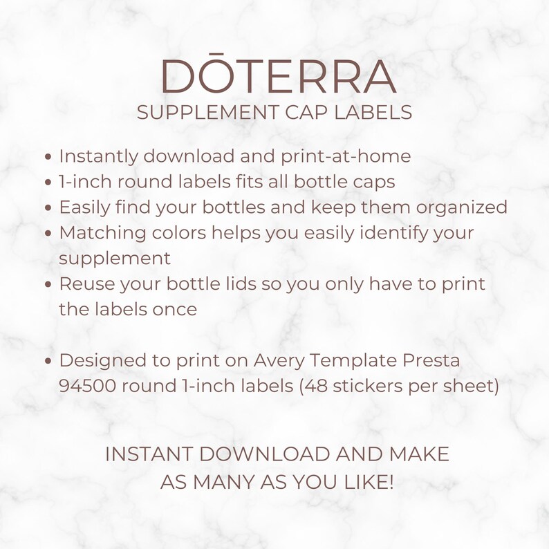 Printable Dōterra Supplement Labels, Bottle Lid Stickers, Essential Oil ...