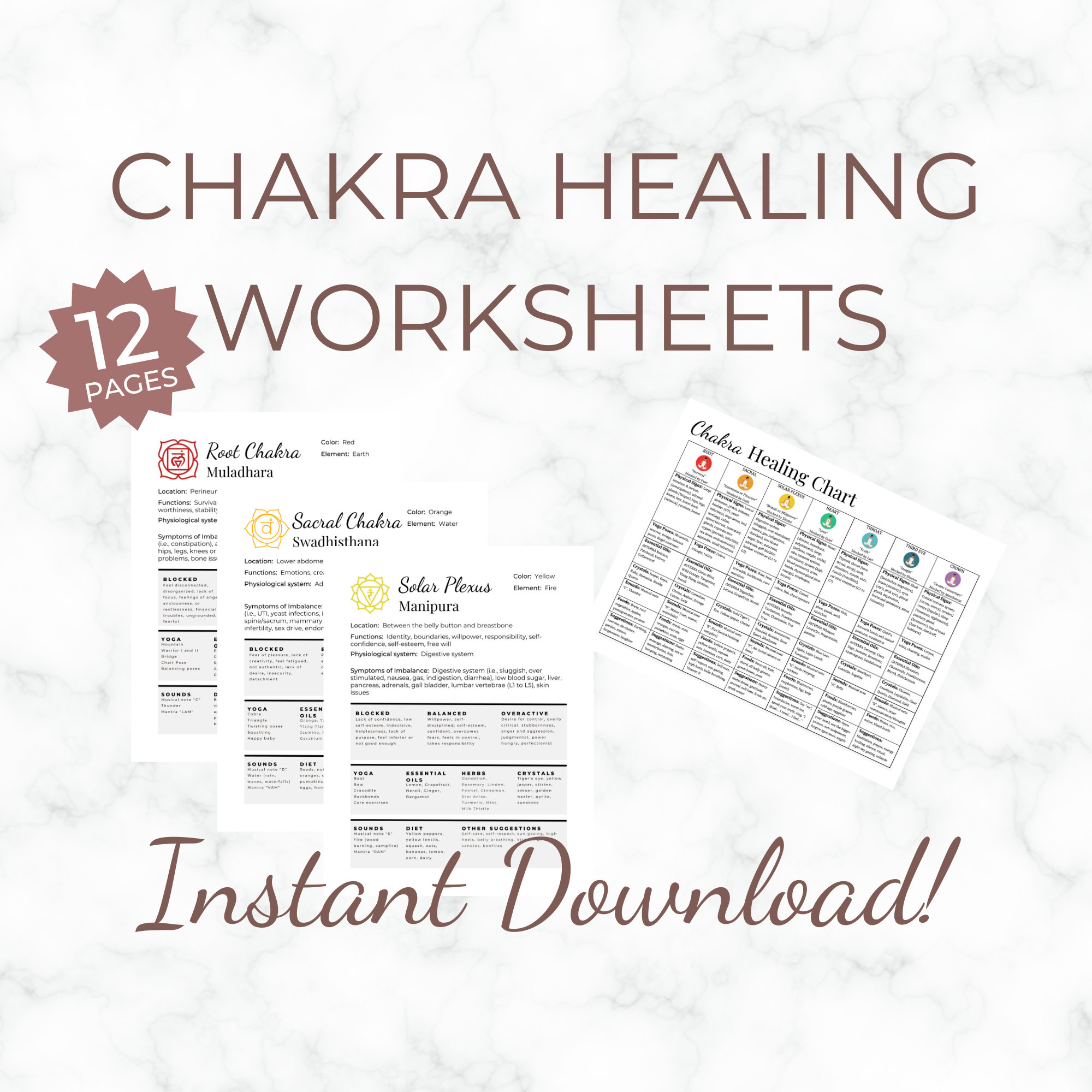 Chakra Healing Worksheets, Chakra Printable, Chakra Digital Downloads ...