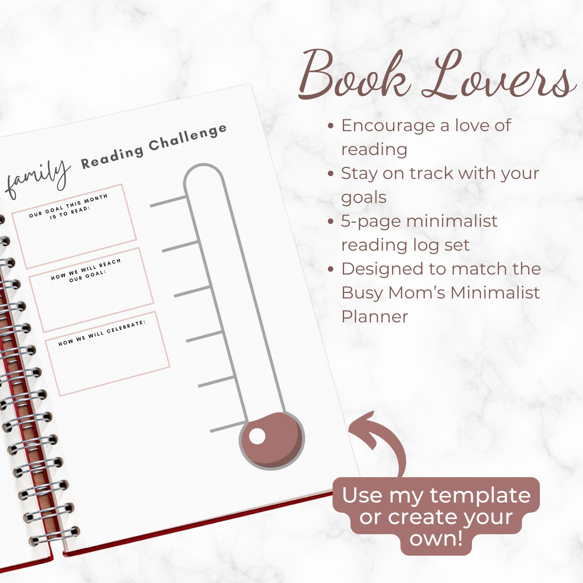 Minimalist Reading Log: Printable PDF + Editable Canva Template - Etsy