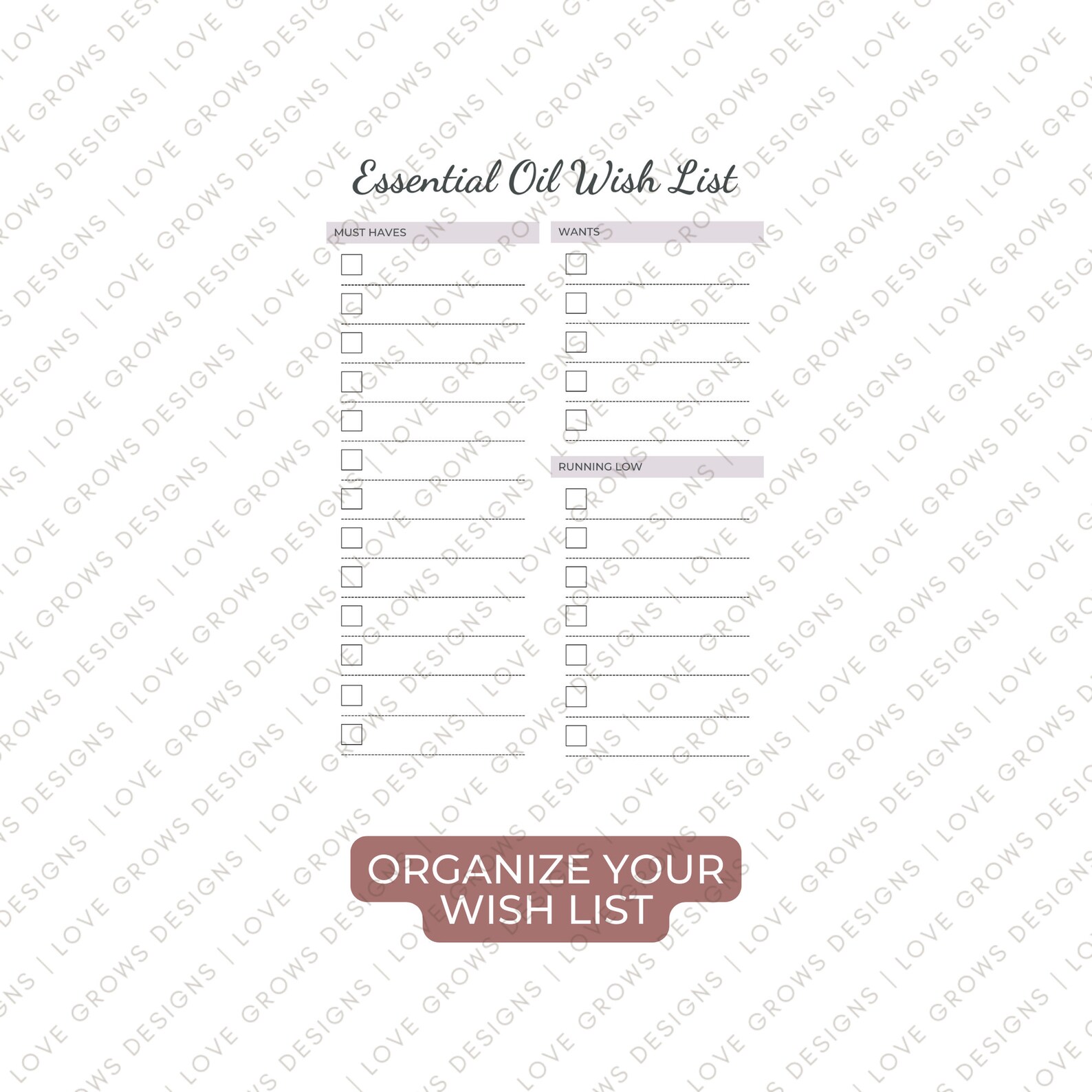 Dōterra Essential Oil Inventory Checklist, Printable Sheet, Digital ...