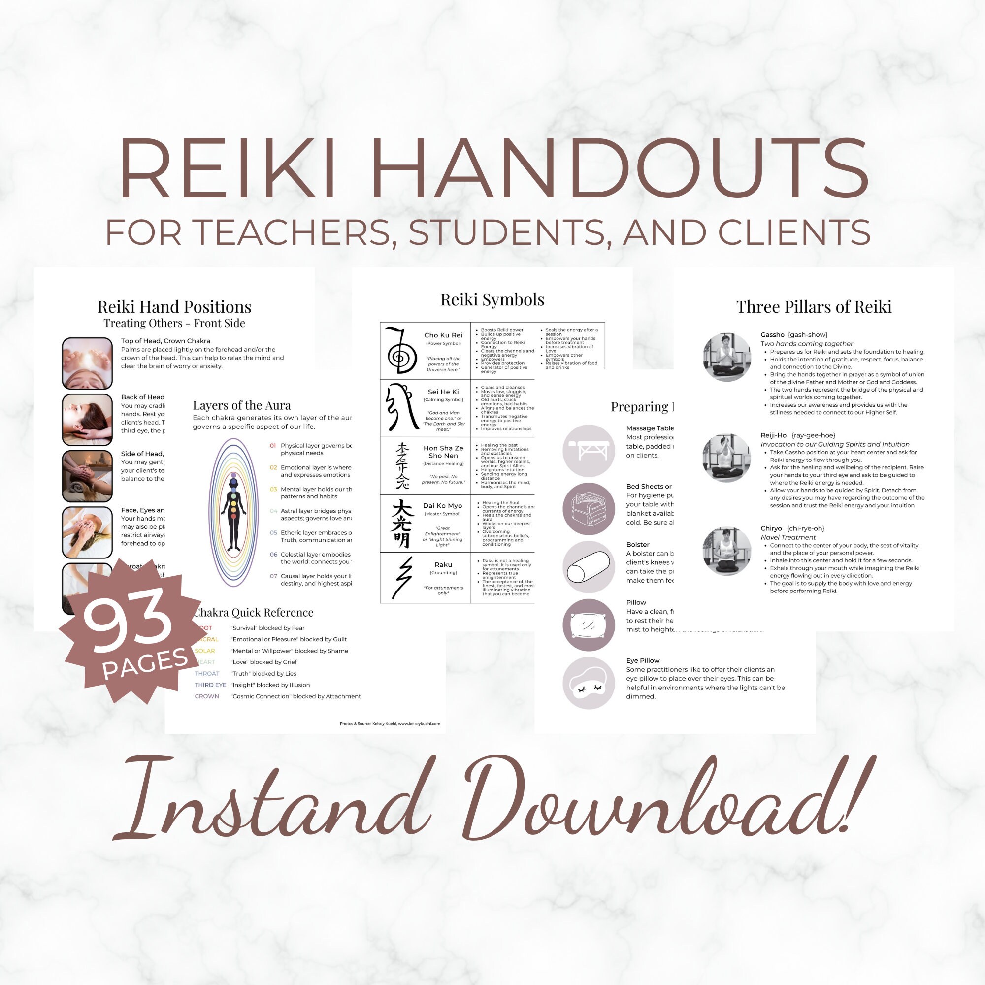 Reiki Handouts for Teachers Students and Clients Reiki - Etsy