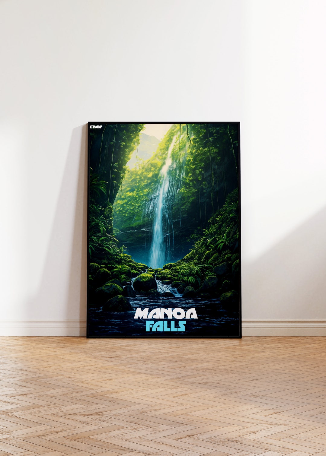 Manoa Falls Poster, Oahu Travel Poster, Honolulu Wall Art, Lush ...
