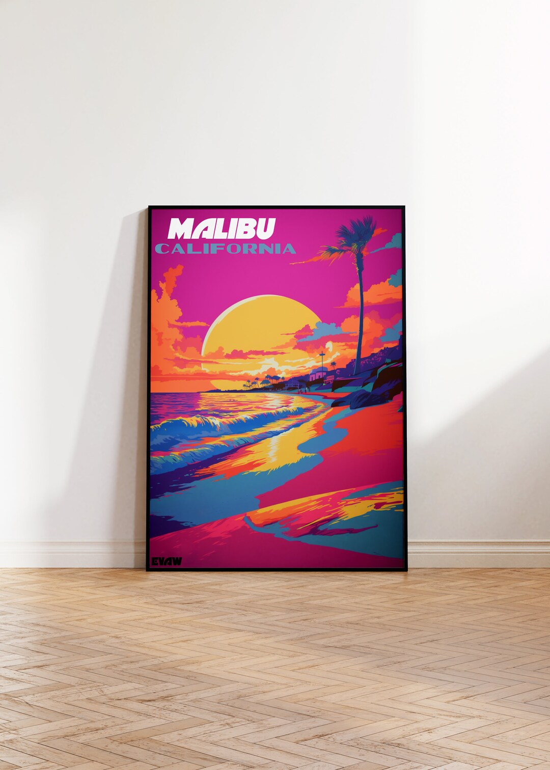 Malibu Beach Surf Poster, Travel Poster, Endless Summer Poster, Malibu ...