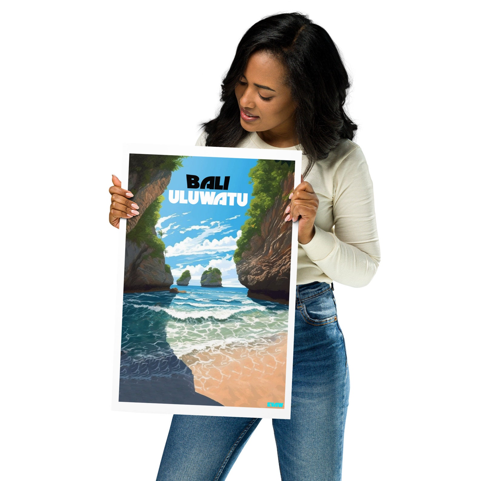 Uluwatu Beach Poster, Bali Travel Poster, Uluwatu Caves Wall Art ...
