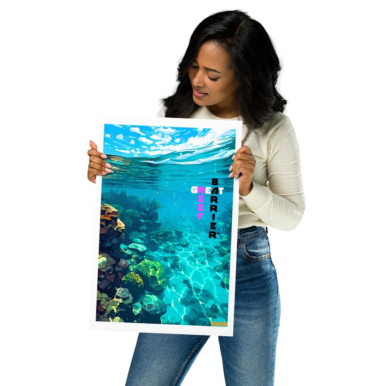 The Great Barrier Reef Poster, Australian Coral Reef Travel Poster ...