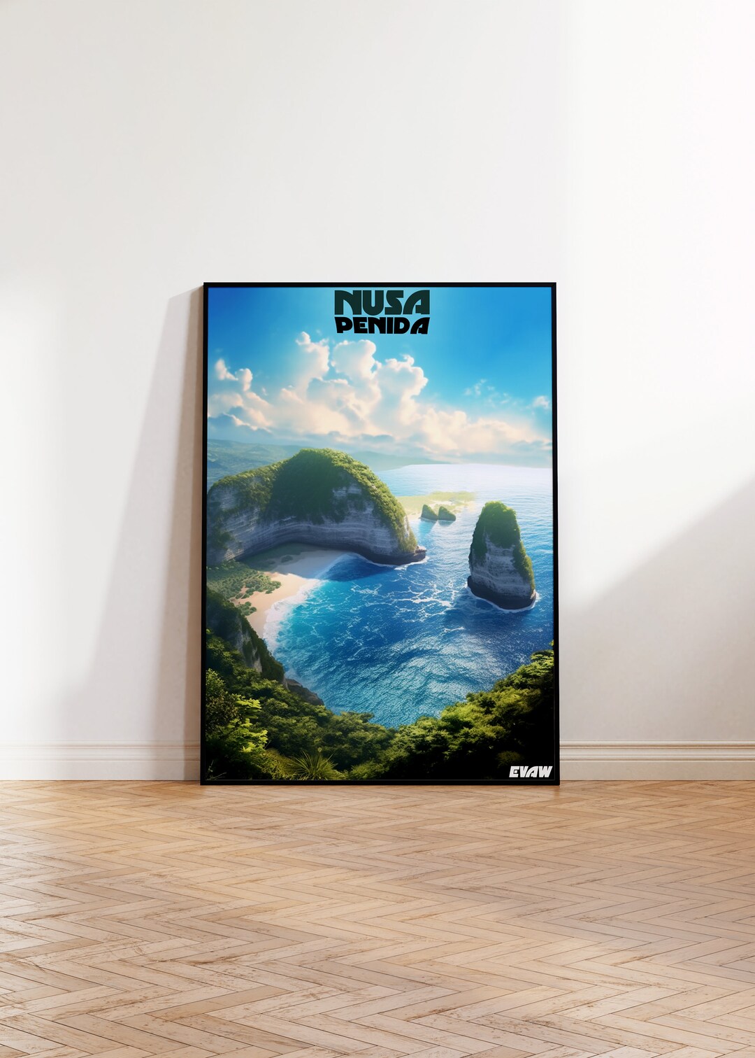 Nusa Penida Poster, Bali Travel Poster, Kelingking Beach Wall Art, Lush ...