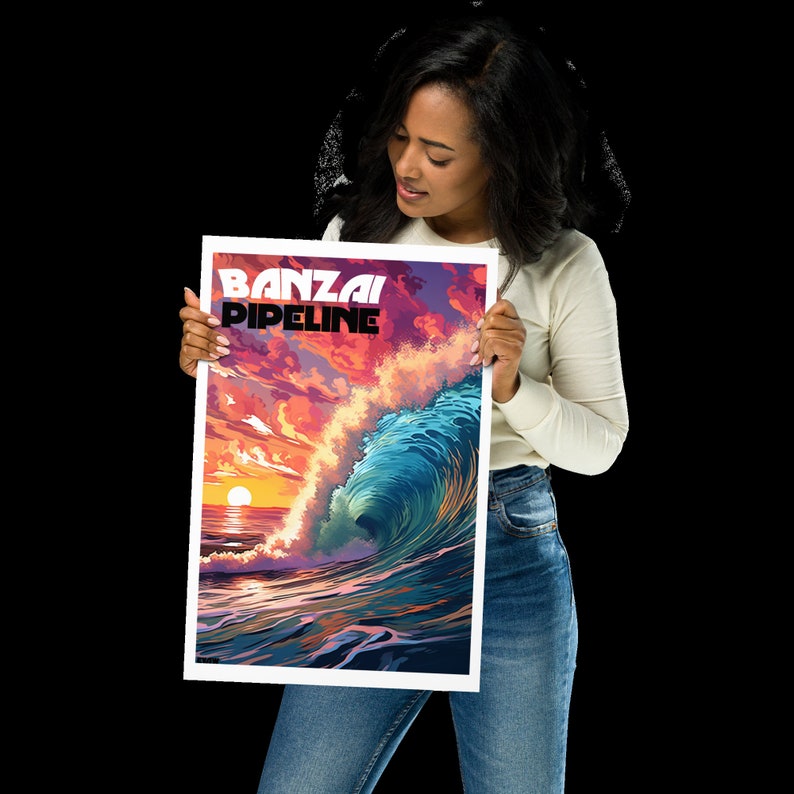 Banzai Pipeline Poster, Oahu Travel Poster, North Shore Hawaii Beach ...