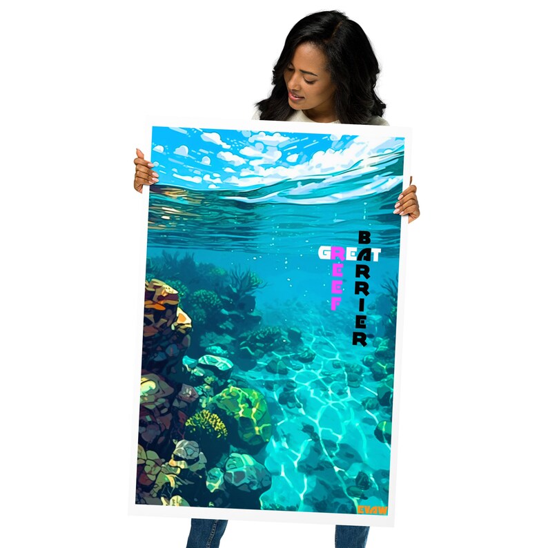 The Great Barrier Reef Poster, Australian Coral Reef Travel Poster ...