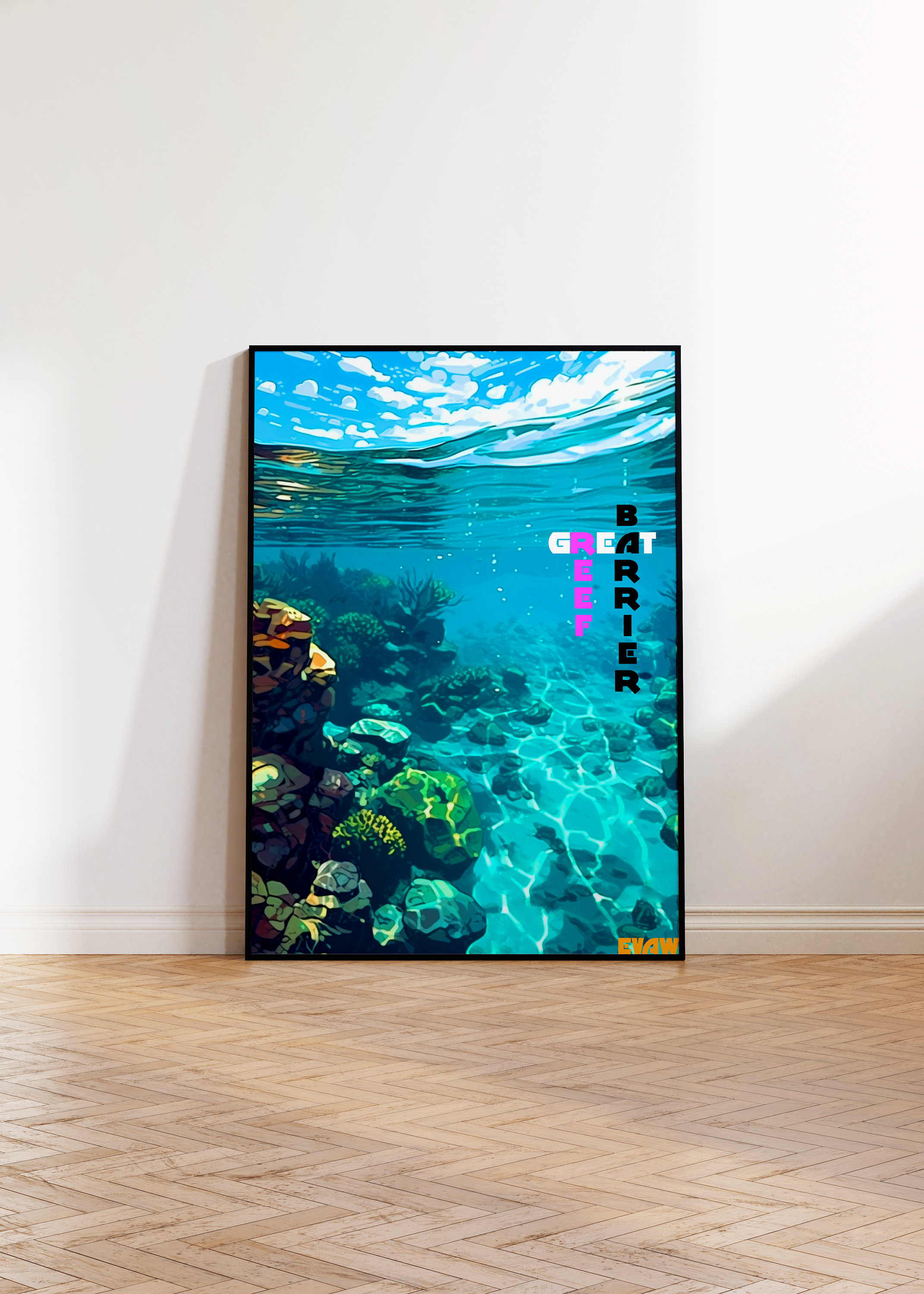 The Great Barrier Reef Poster, Australian Coral Reef Travel Poster ...