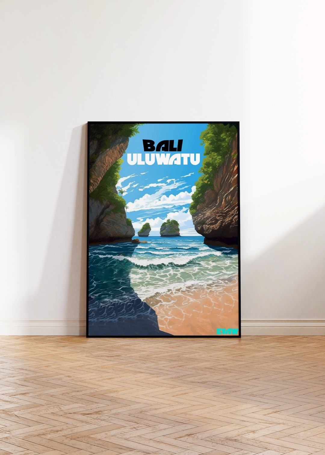 Uluwatu Beach Poster, Bali Travel Poster, Uluwatu Caves Wall Art ...