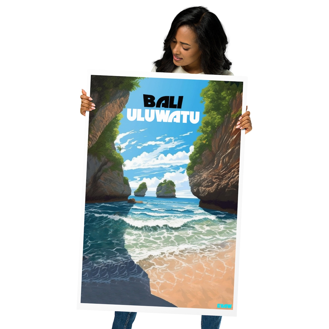 Uluwatu Beach Poster, Bali Travel Poster, Uluwatu Caves Wall Art ...