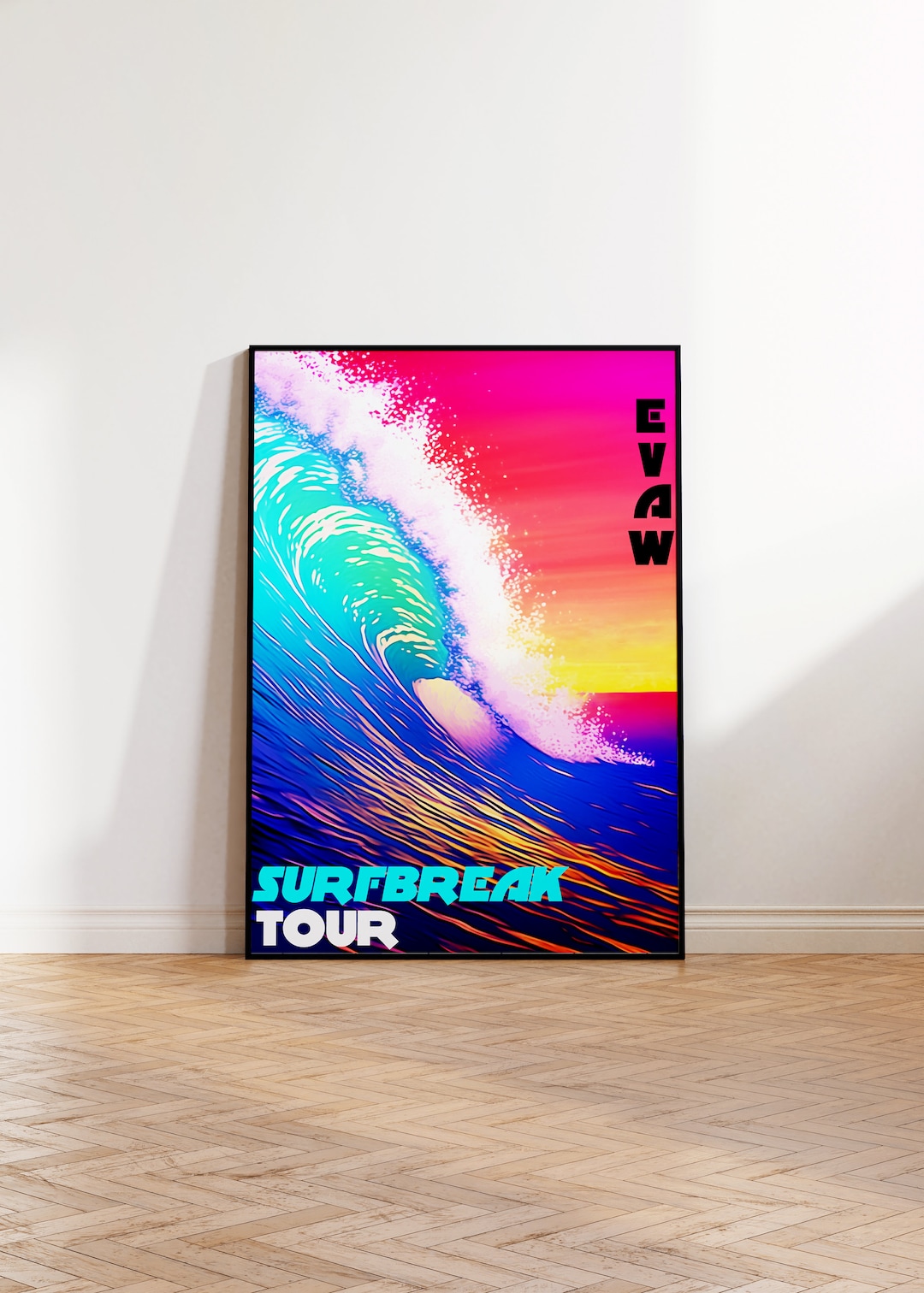 Wave Beach Poster, Ocean Travel Poster, Surf Wall Art, Coastal Digital ...