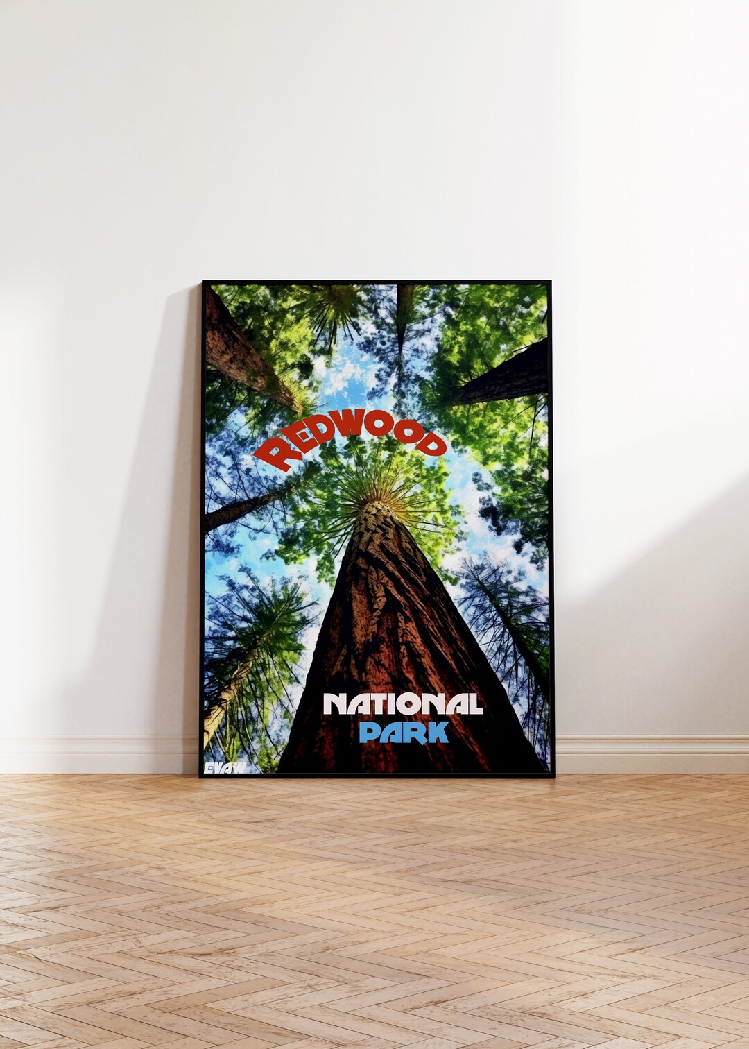 Redwood State Park Poster, Giant Sequoia Travel Poster, Forest Wall Art ...