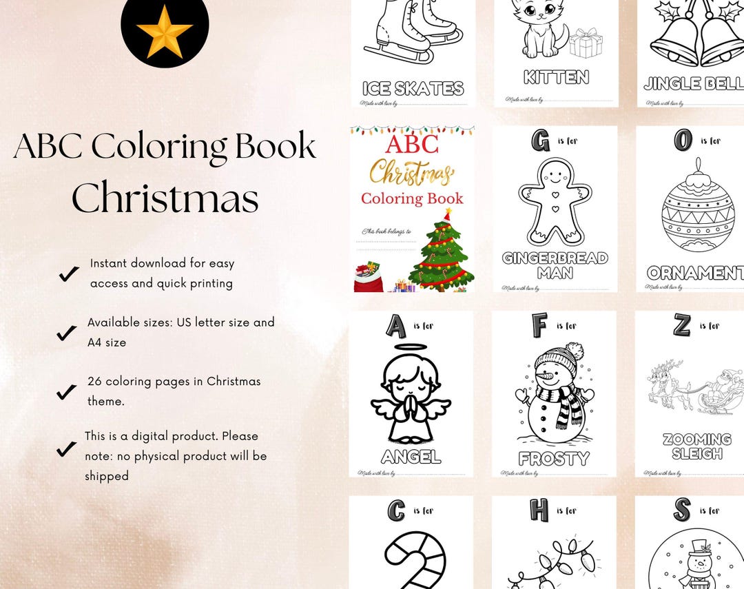 Christmas ABC Coloring Book Alphabet Coloring Book for Kids Winter ...