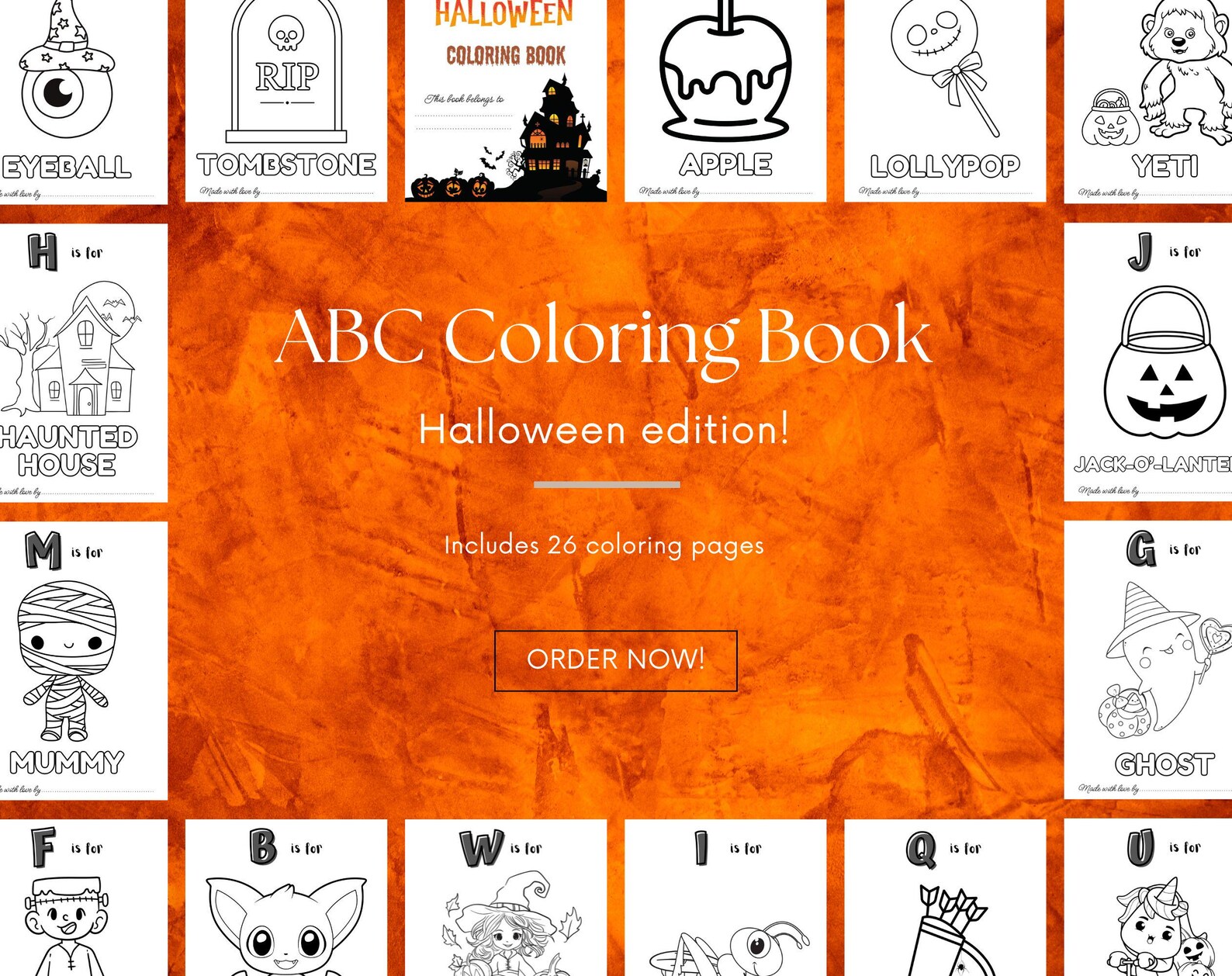 Halloween ABC Coloring Book Printable Kids Activity Alphabet Coloring ...