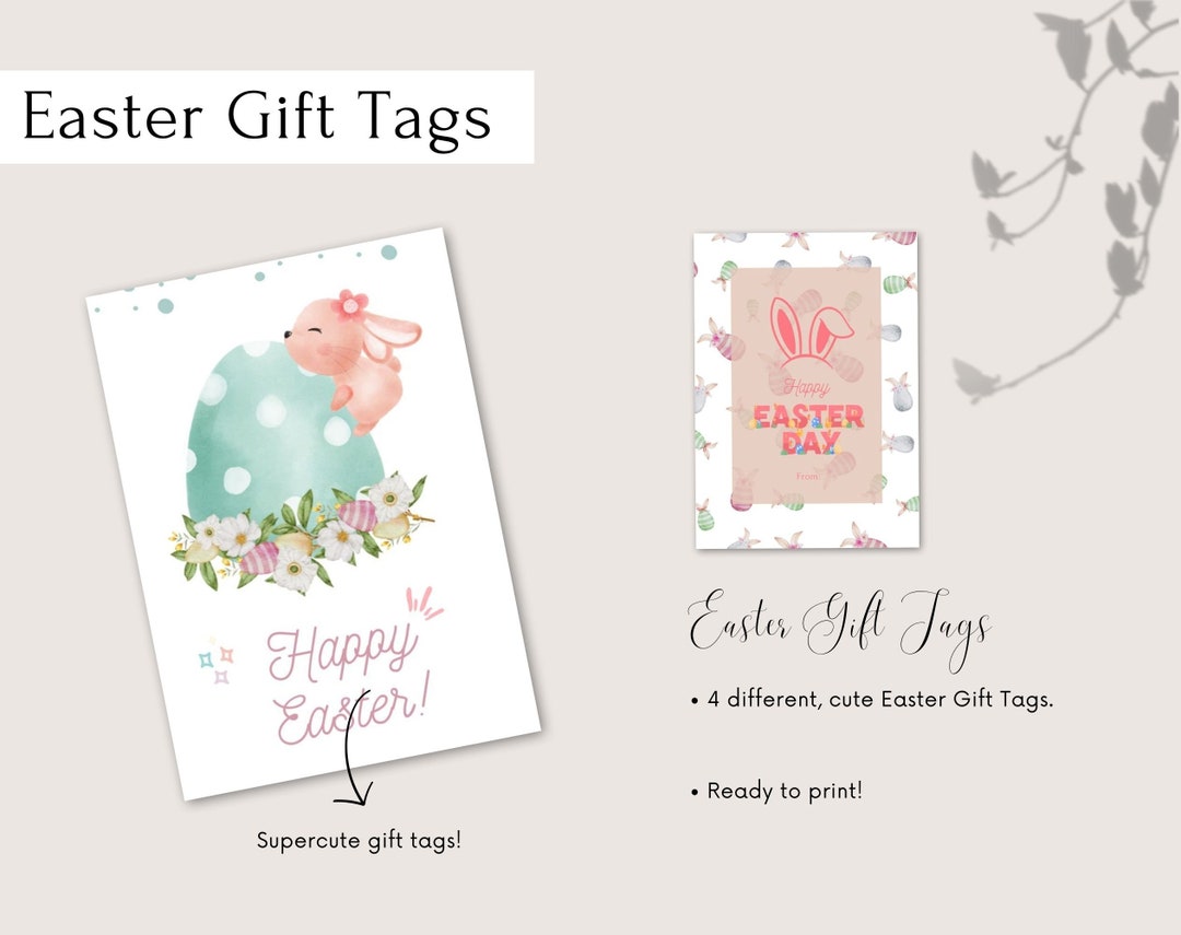 Easter Gift Tags Printable, Basket Tags, Happy Easter Printable, Cute ...