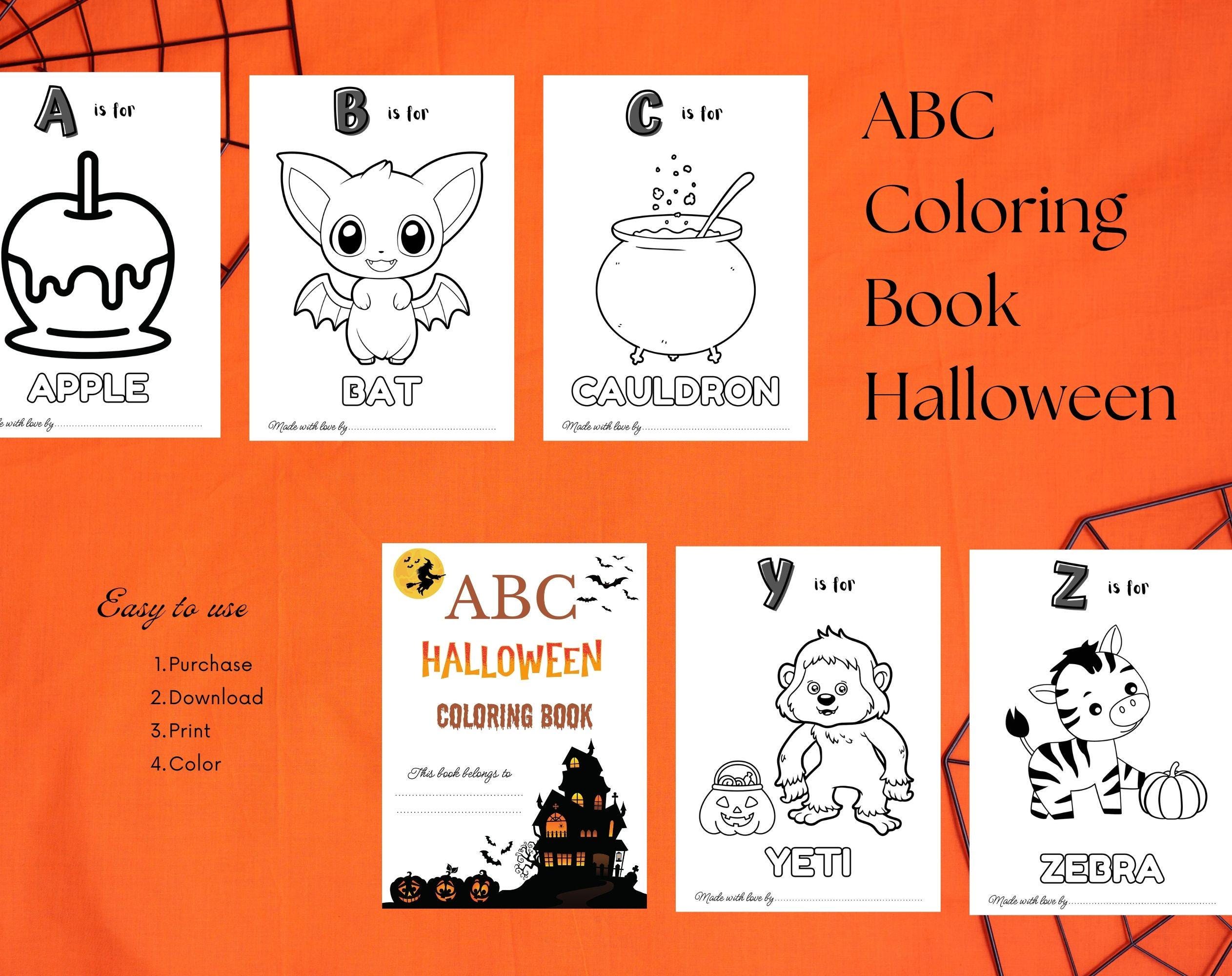 Halloween ABC Coloring Book Printable Kids Activity Alphabet Coloring ...