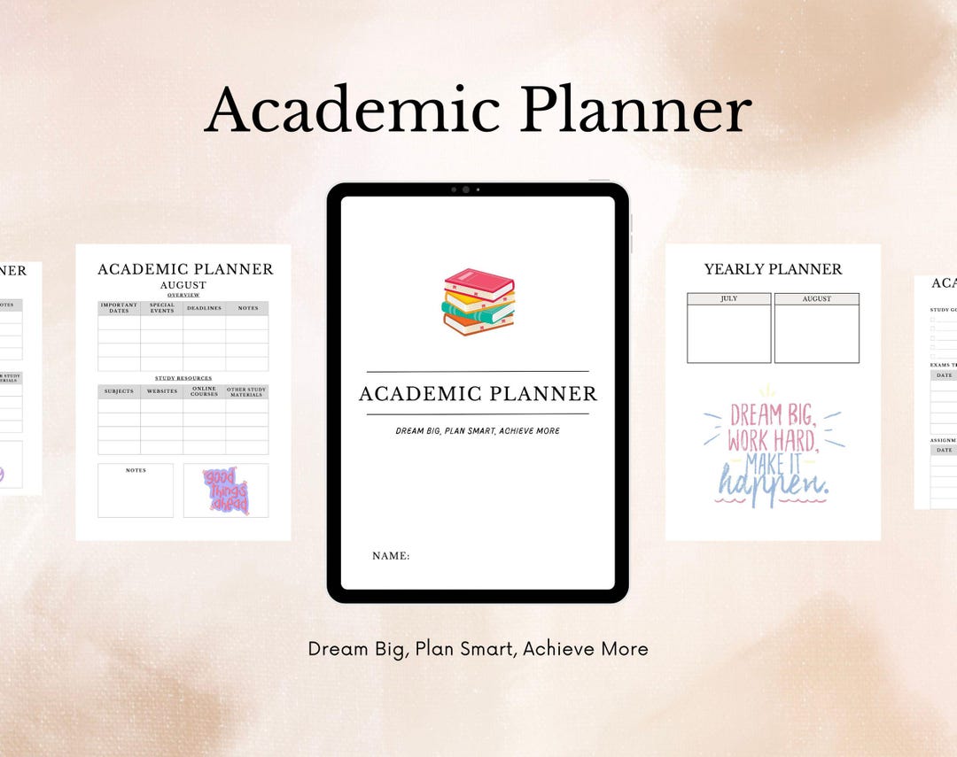 Academic Planner | Printable Student Study Monthly Digital College ...